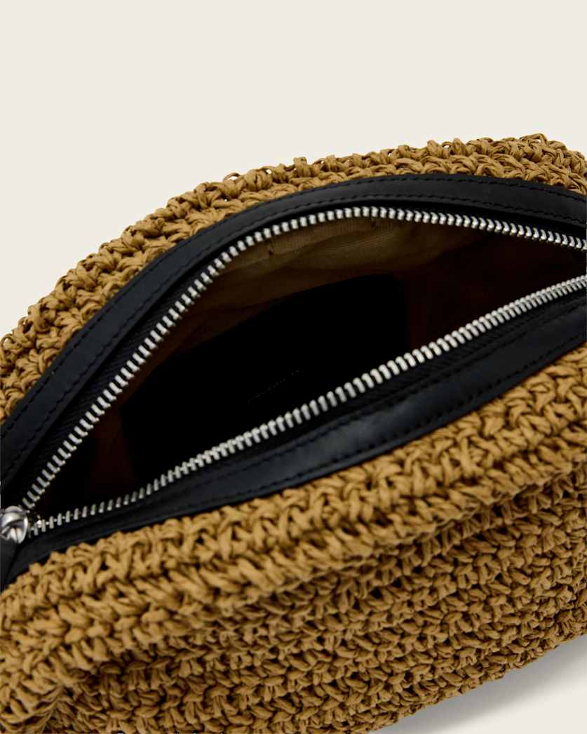 Rosalie Arc Woven Crossbody Bag Biscuit Brown | ALLSAINTS Canada